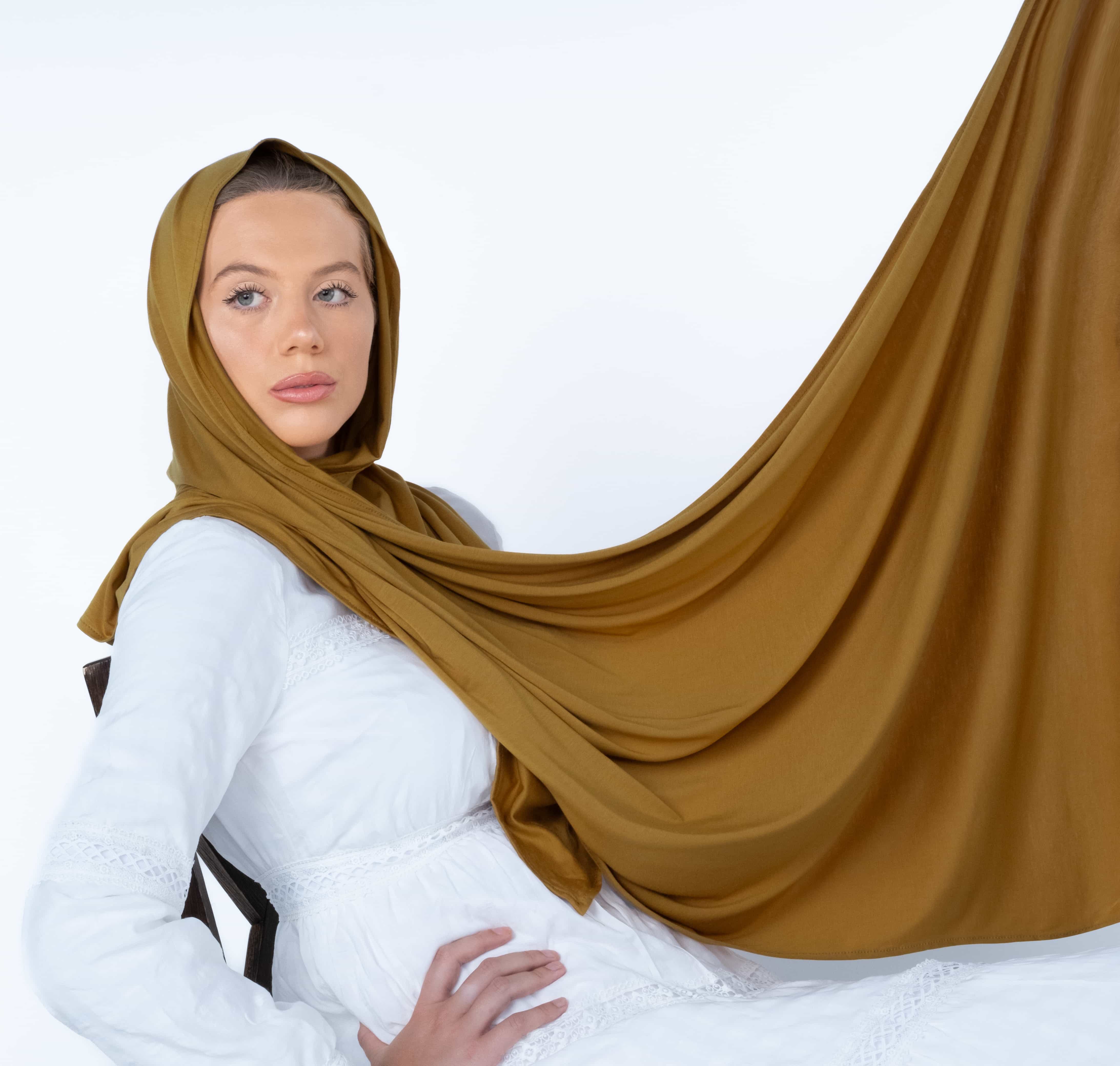 Premium Jersey Hijabs – Made from Bamboo Fabric - Mustard – Hijab Elegance